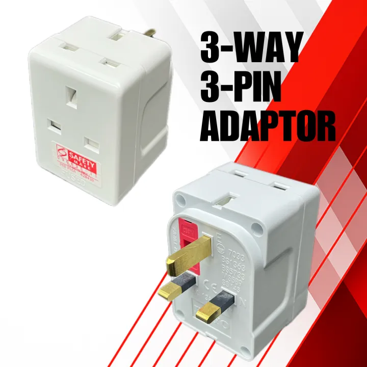 PSE 3WAY 3PIN ADAPTER 7033A FREE 3 PCS SAFETY PLUG KEY WITH HOLE FOR ...