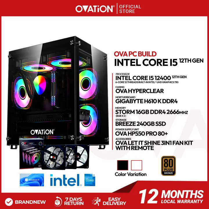 Ovation Desktop PC Intel Core i5 12400 | 16GB RAM | 240GB SSD | RGB ...