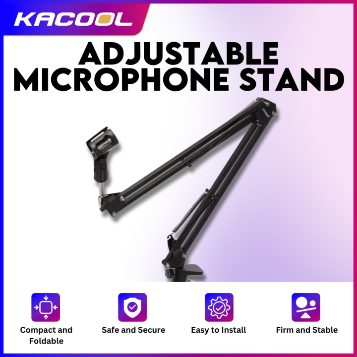Popcorn Adjustable Microphone Suspension Boom Scissor Arm Stand, Mic ...
