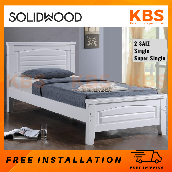 (FREE Installation & Shipping) KBS Ararad FULL SOLID WOOD Bed Frame ...