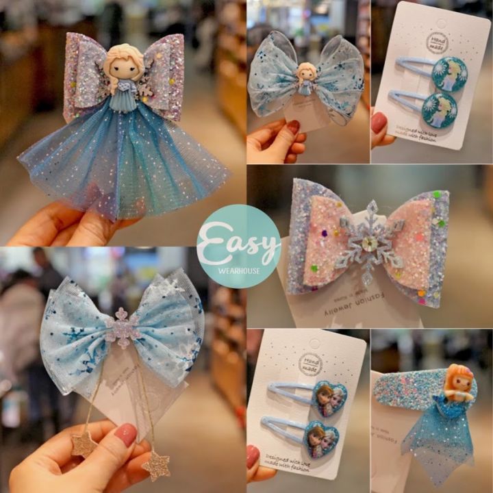 EASY WEARHOUSE Kids Girls Hair Clip Hair Pin Blue Frozen Anna Elsa ...