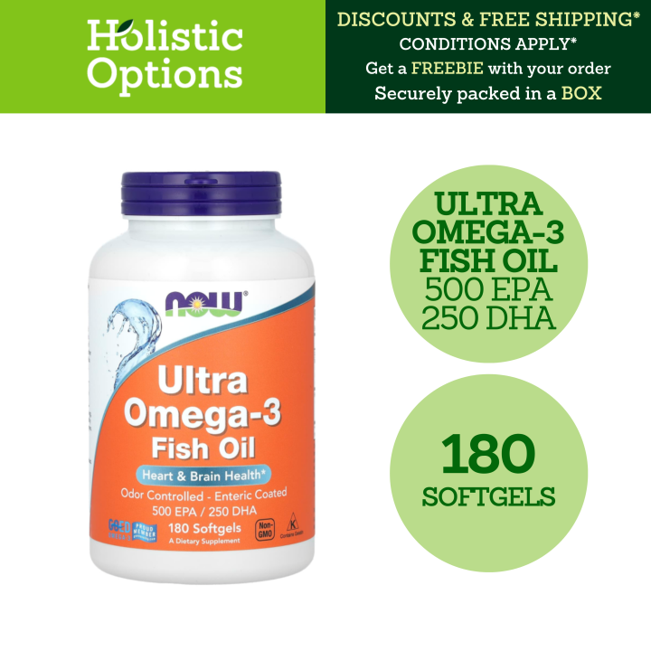 NOW Foods, Ultra Omega-3, 500 EPA / 250 DHA Fish Oil, 180 Enteric Coated Softgels | Lazada PH