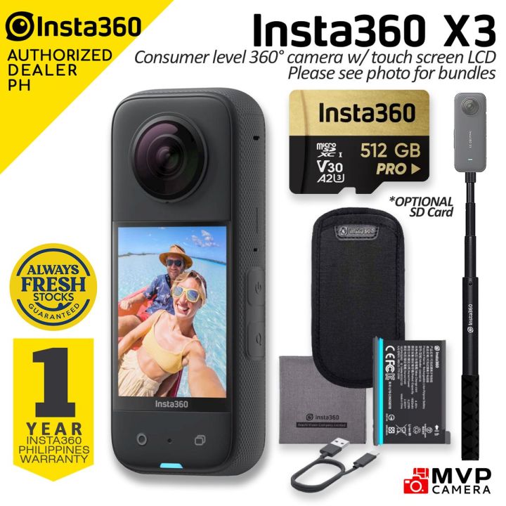 INSTA360 ONE X3 Insta 360 360° Action Camera NEW BUNDLE Motorcycle Bike Dive Kit MVP | Lazada PH