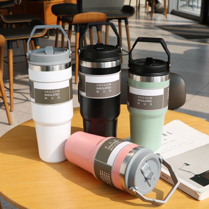 Large Capacity Tumbler Thermo Bottle with Handle Portable Stainless ...