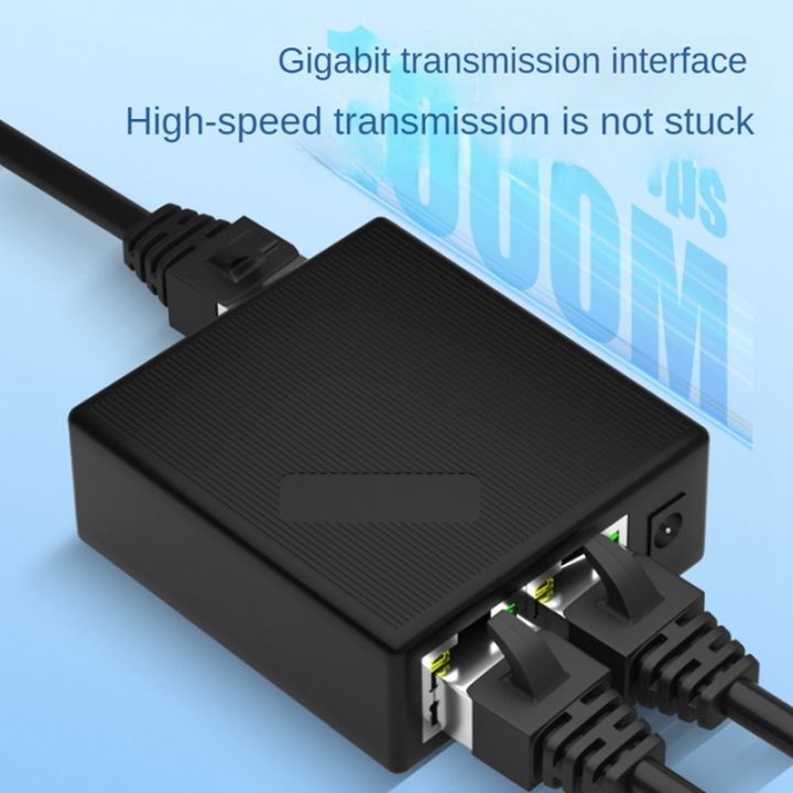 1 in 2 Out 1000Mbps RJ45 Network Cable Extender Black RJ45 Gigabit ...