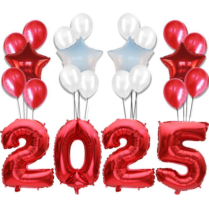 Kreatwow 2025 Number Star Foil Balloons Kit 2025 New Year's Eve Party ...