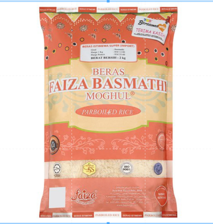 Faiza Beras Moghul Basmathi Parboiled Rice 2kg | Lazada