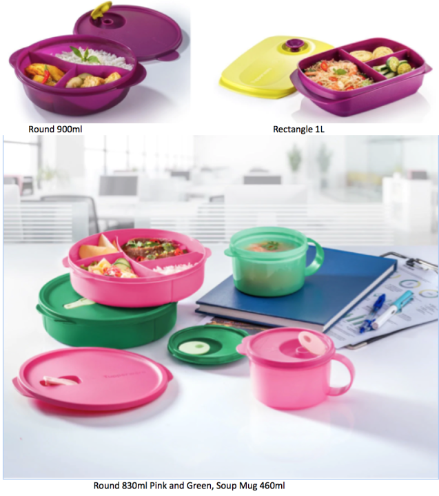 Tupperware Reheatable Divided Lunch Box (Microwaveable) - Portable ...