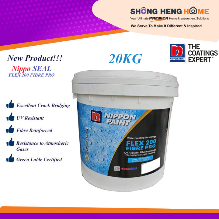 NEW!!! 20KG Nippon Paint Waterproofing Technology Nippo SEAL Flex 200 Fibre Pro - (WHITE/GREY ...
