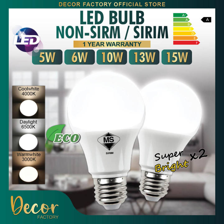 [SIRIM APPROVED] LED BULB E27 6W / 10W / 13W Super Bright Light Bulb ...