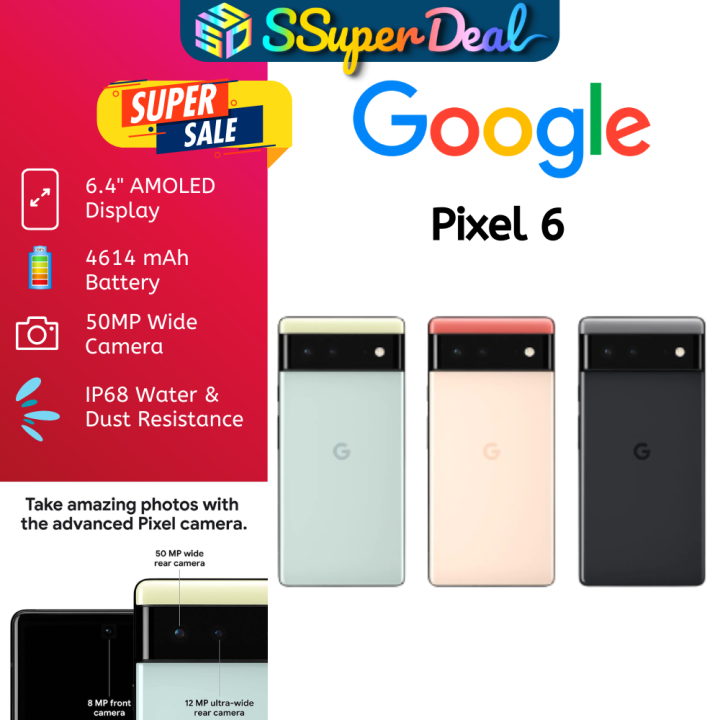 Pixel 6 | US Set | 6.4" AMOLED Display 190Hz Refresh Rate | 4614 mAh ...