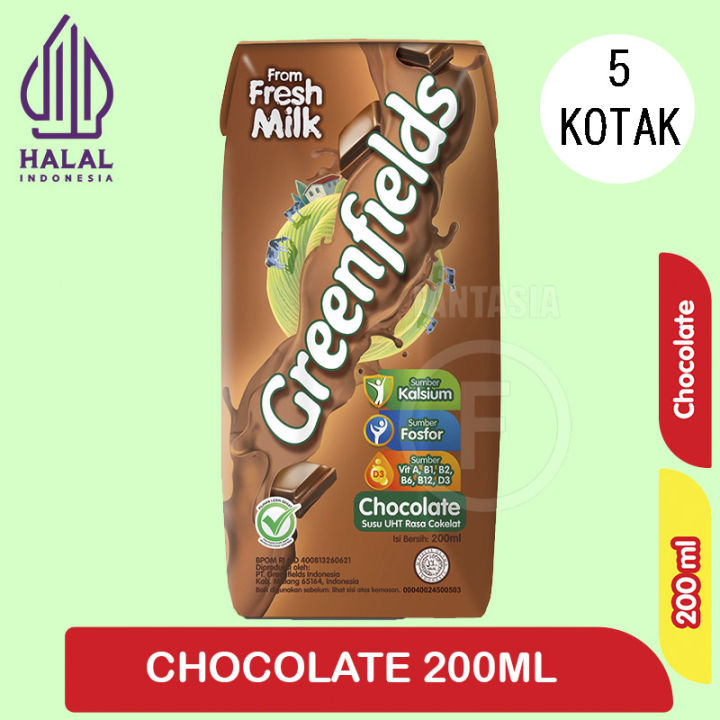GREENFIELDS CHOCOLATE SUSU UHT 200 ML PACK ISI 5 KOTAK FUN CORNER ...