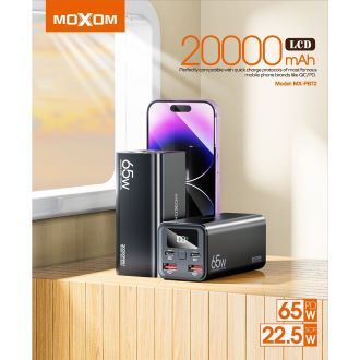Moxom MX-PB72 PD65W 20000mAh LCD Power Bank PD 65W QC SCP 22.5W Super Fast Charge Powerbank 4 ...