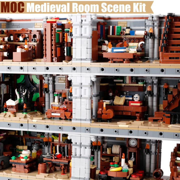 MOC Medieval Castle Room House Building Blocks Kit Middle Age Study ...