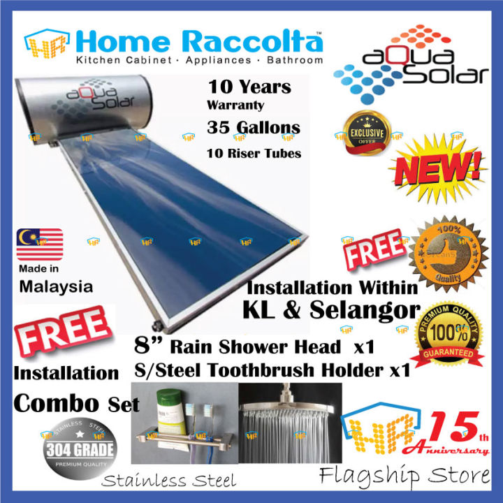 Aqua Solar Water Heater L35 L-Series Solar Panel AQUA SOLAR 35 Gallons ...