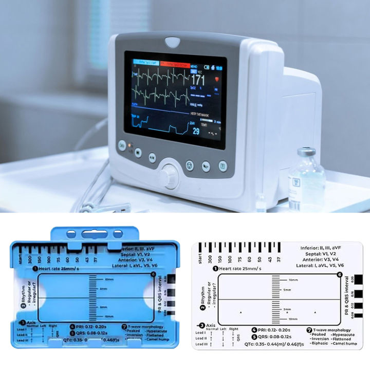 Easy-to-read Ekg Reference Card Ekg 7 Step Ruler Transparent Ekg ...