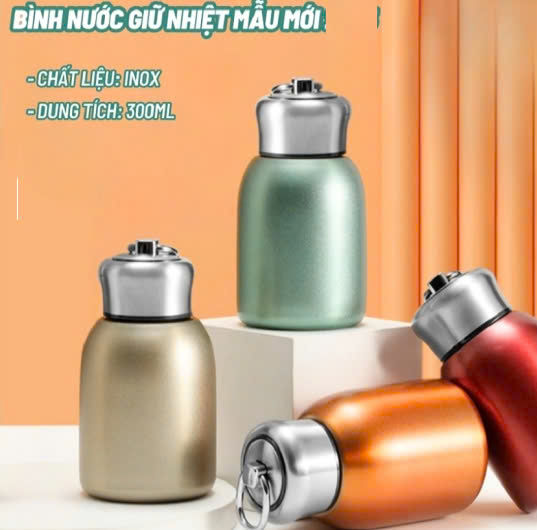 Bình giữ nhiệt mini 300ml, bình giữ nhiệt inox 304 cao cấp có móc treo | Lazada.vn