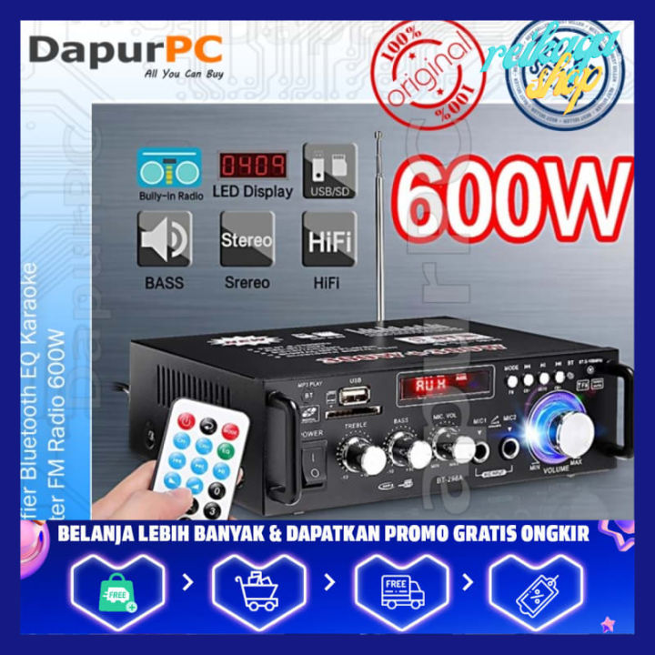Audio Amplifier Bluetooth EQ Karaoke Home Theater FM Radio 600W - TOKO ...
