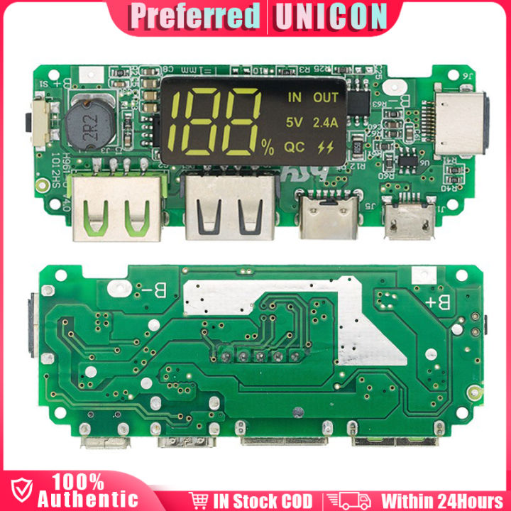 LED Dual Usb 5V 2.4A 18650 Power Bank Module Micro / Type-C Usb Board ...
