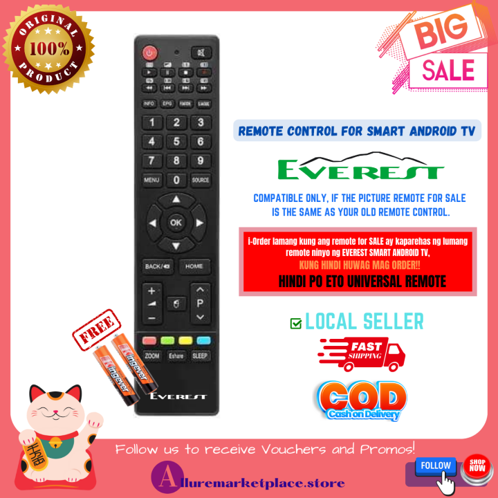 Everest Smart Android TV Remote | TV Remote Control Everest Sample Model et43f7bts Must Be ...