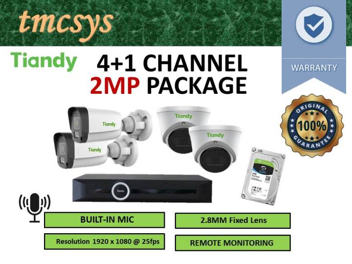 Tiandy CCTV 2MP 1080p Network Poe CCTV Indoor and Outdoor Camera 4 ...