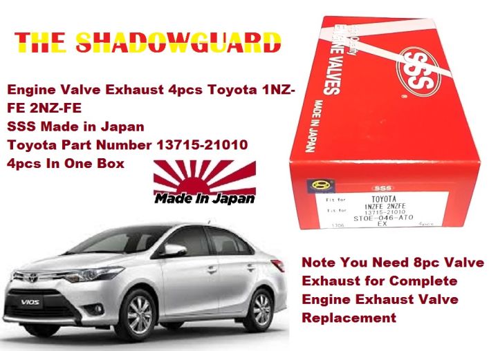 Engine Valve Exhaust 4pcs Toyota 1NZ-FE 2NZ-FE SSS Made in Japan ...