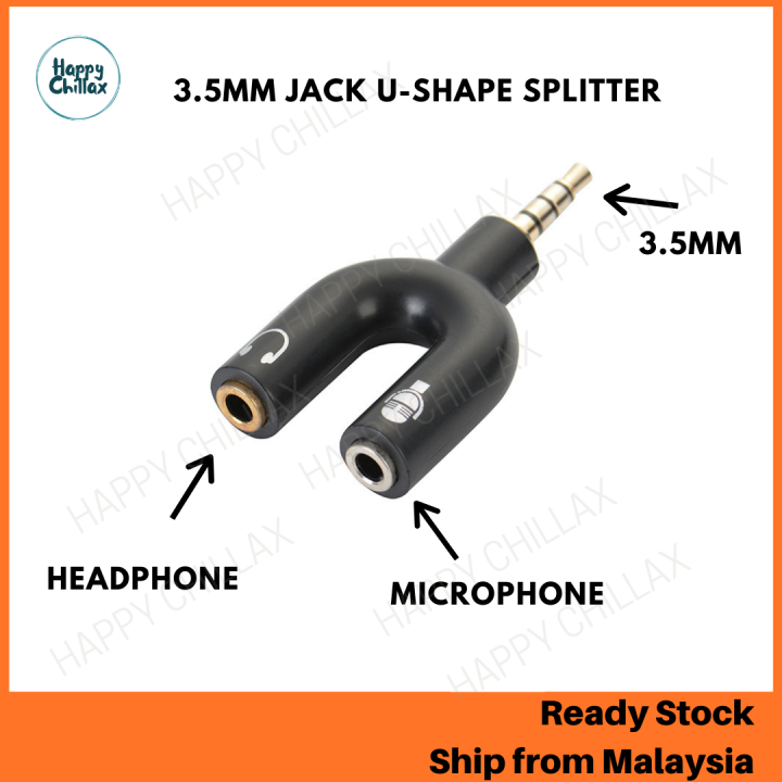 3.5mm U Shape Splitter to Headphone and Microphone Adapter | Lazada