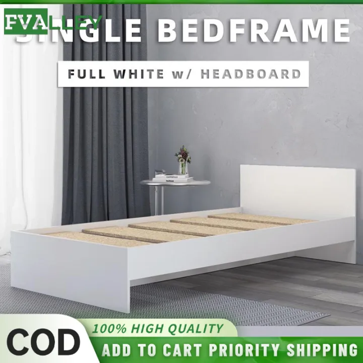 FVALLEY Nordic Style Wooden Single Bed Frame High Quality Solid Wood ...