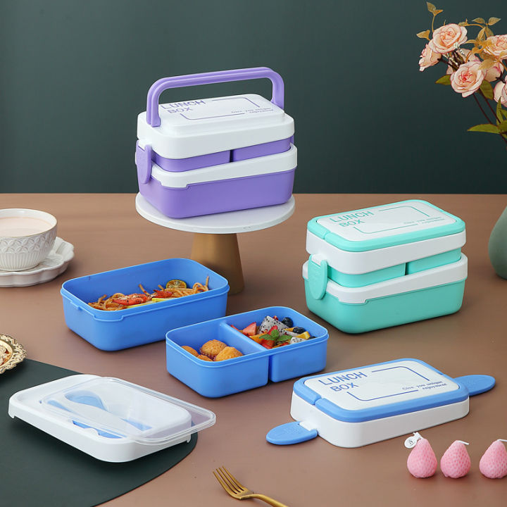 1500ML Double-Layer Partition Large Capacity Lunch Box Portable Picnic ...