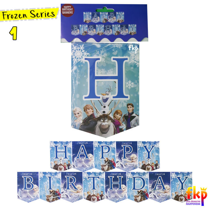 FUN KIDS PARTY Banner HBD Frozen / Bunting Flag Karakter Frozen ...