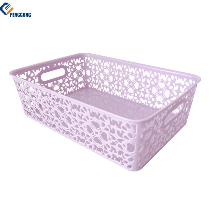 [PENGGONG] Airflow Design Hollow Plastic Box Charming Pink Aesthetic Stackable Storage Box ...