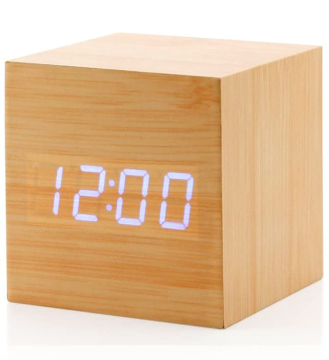 JNL Wooden Cube LED Digital Alarm Clock With Temperature Display DZZ-2 ...