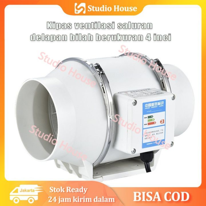 4 Inch Inline Duct Exhaust Fan Blower Booster Metal Blade Kipas Angin ...