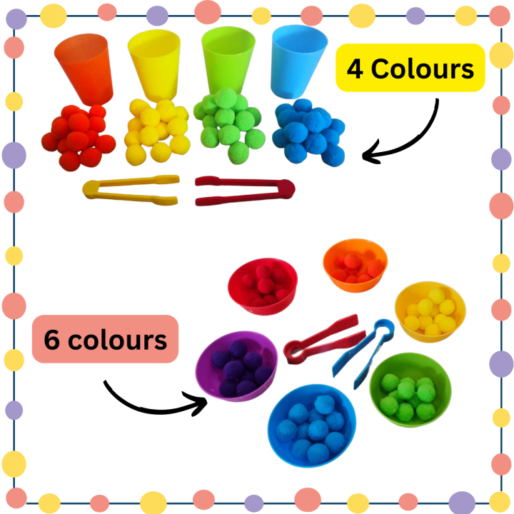 Colourful Counting Sorting Matching Cup Pom Pom Montessori Activity ...