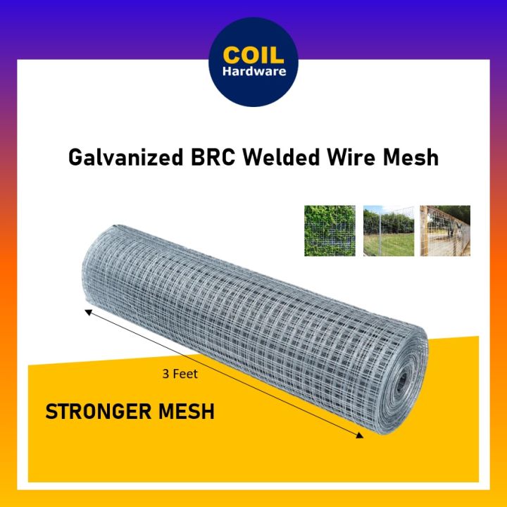 3' x 50' STRONGER THICKER KASAR Galvanized BRC Welded Iron Wire Mesh Net Netting /Dawai Jaring ...