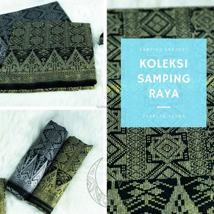 CY Sampin Songket Siap Jahit 2 Meter Samping Exclusive Tenun Hitam Emas ...