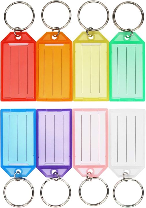 Cuttte 16 Pack Plastic Key Tags, Key Labels with Ring and Label Window ...