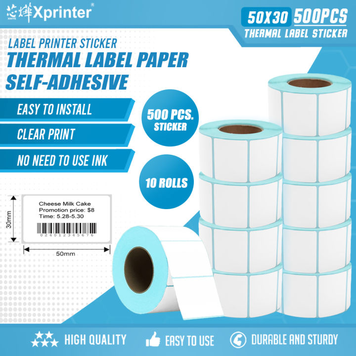 10 Rolls 50X30mm Thermal Label Sticker 50mmX30mm Thermal Adhesive ...