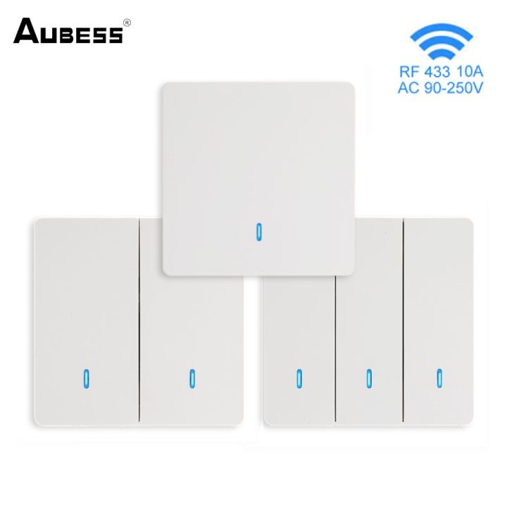 Aubess Wireless Smart Switch Light RF 433Mhz suis Panel dinding dengan ...