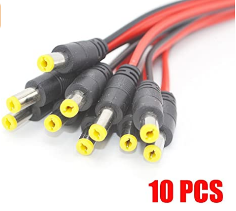 10pcs/lot 12V DC Power Pigtail Male 5.5*2.1mm Cable Plug Wire For CCTV ...