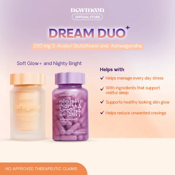 NEW MOON Dream Duo+ | Soft Glow+ 200mg S-Acetyl Glutathione Collagen ...