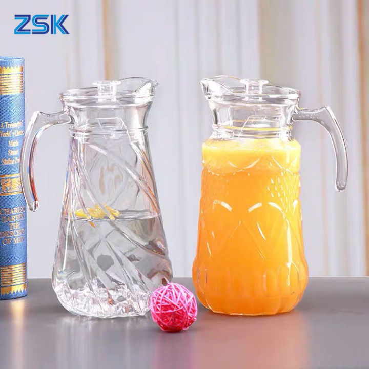 ZSK Glass Water Jug Glass Pitcher Water Carafe with Handle Hot Cold ...