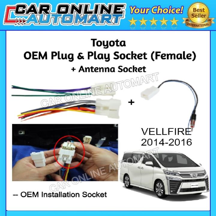 Toyota Vellfire 2014-2016 OEM Plug and Play Socket Cable Player Socket ...