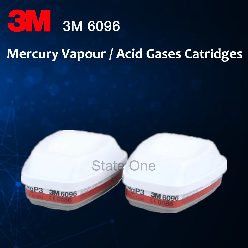 【Genuine】 3M™ 6096 DOSH SIRIM Approved Mercury Vapor Chlorine Acid Gas Cartridge Respiratory ...