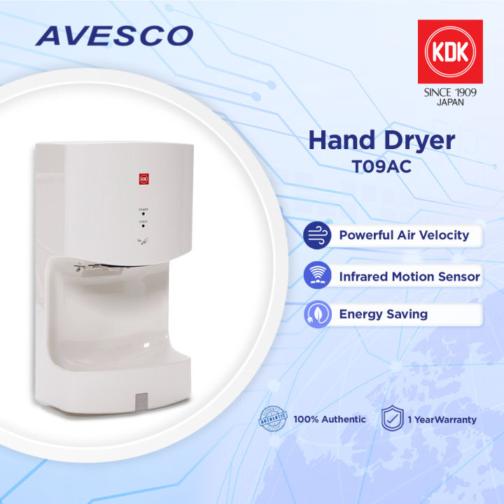 KDK Automatic Hand Dryer with Drain Pan | T09AC | Automatic operation ...