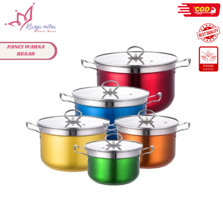 Panci Warna Besar Isi 5 Stainless Steel/Panci Rebus Soup | Lazada Indonesia