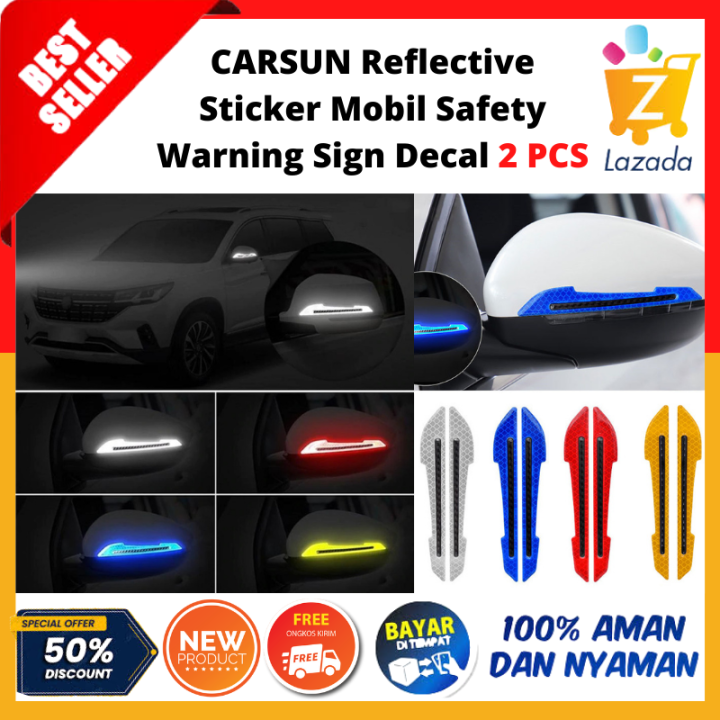 [BISA COD] Sticker Mobil Safety / CARSUN Reflective Sticker Mobil ...