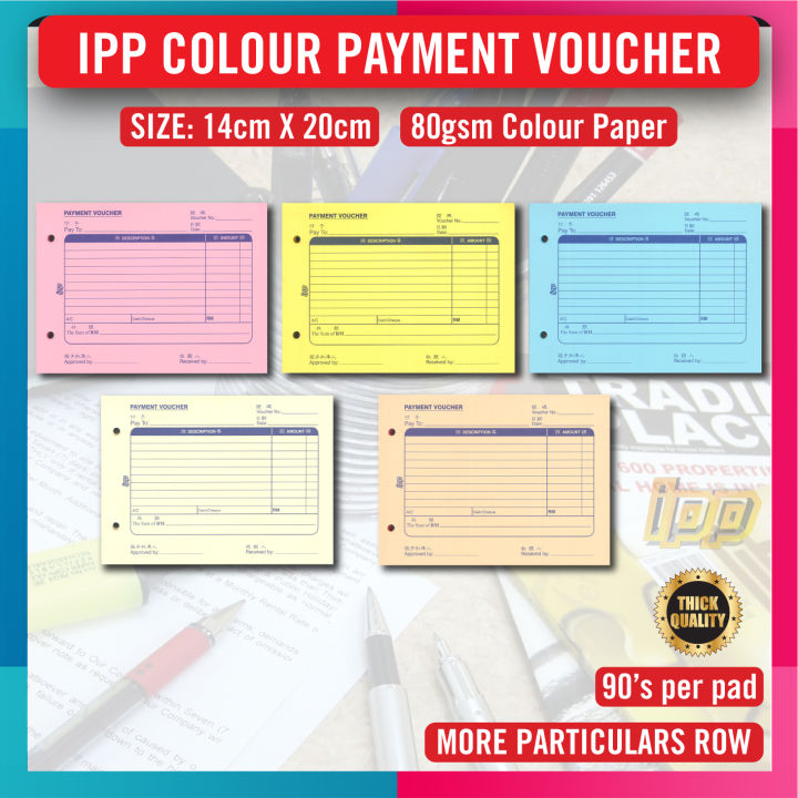IPP Colour Payment Voucher 90's x 1ply 80gsm Colour Paper / Payment ...