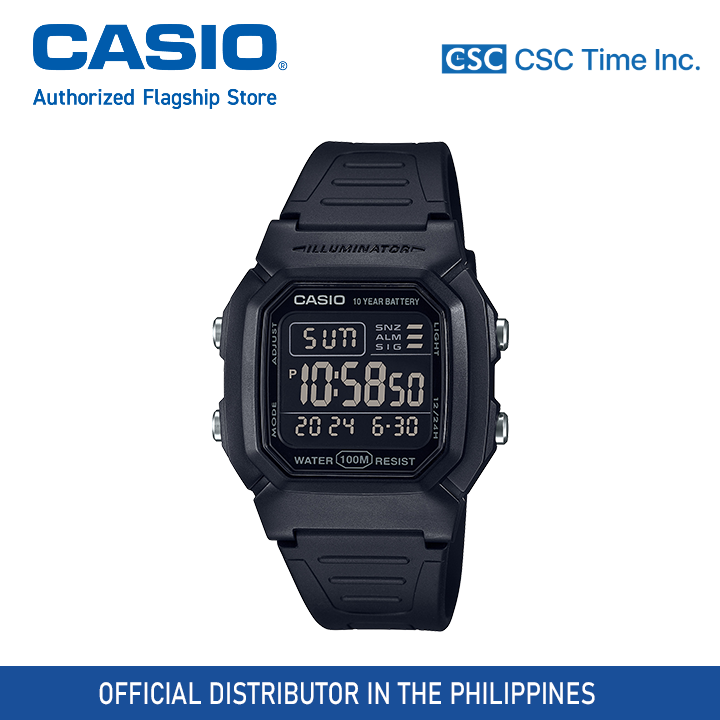 Casio (W-800H-1BVDF) Black Resin Strap Negative Display 100 Meter ...