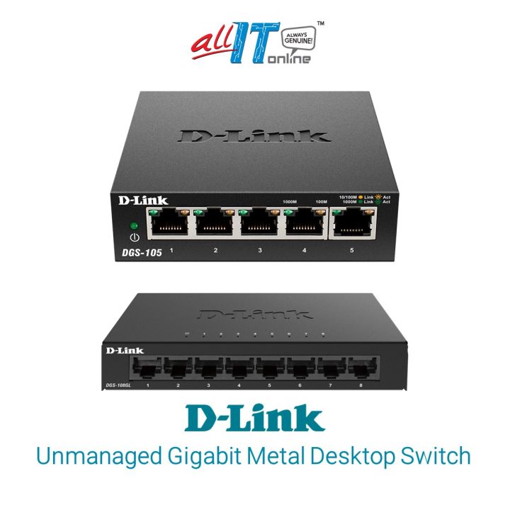 D-Link ( DGS-105 / DGS-105GL / DGS-108GL ) Unmanaged Gigabit Metal ...
